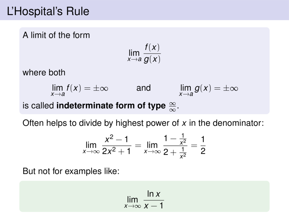 L Hospital s Rule Examples With Solutions